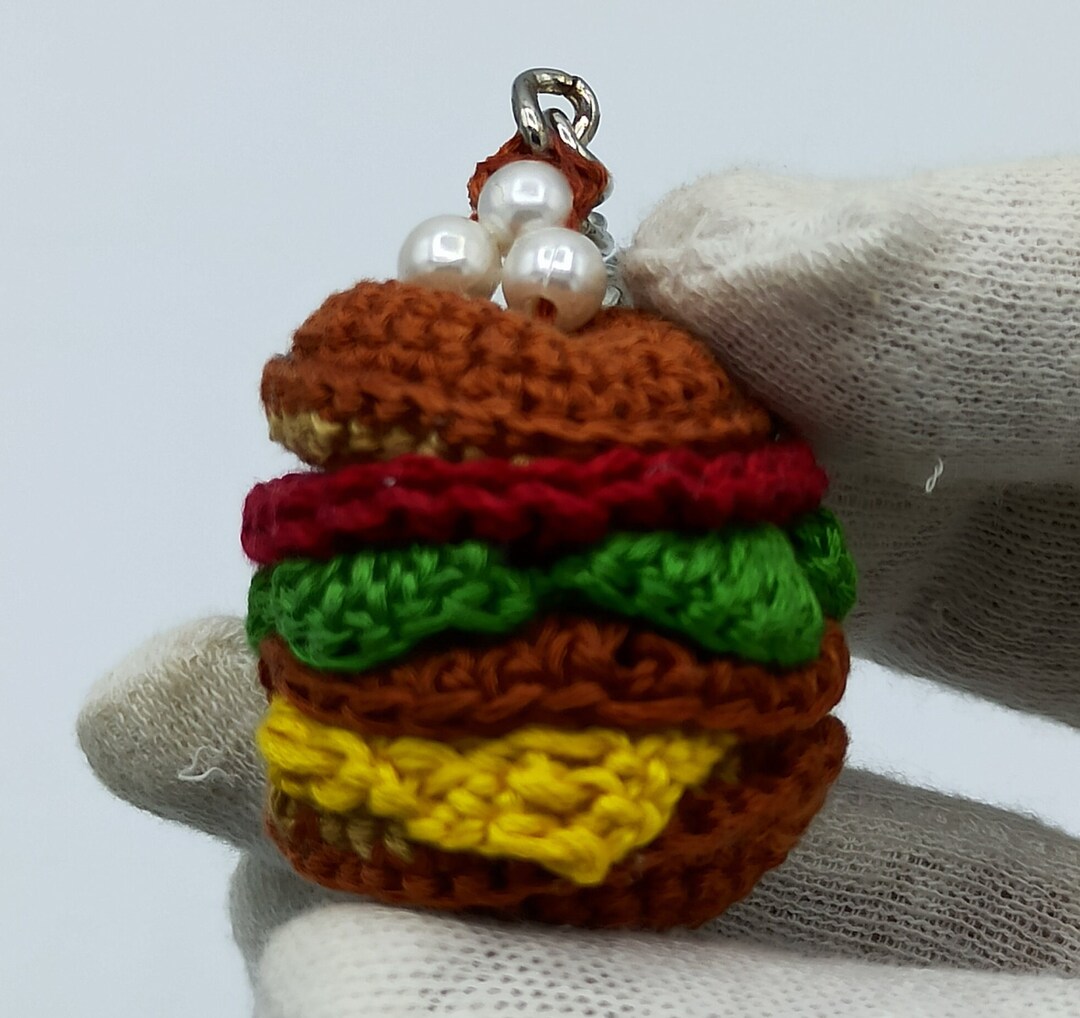 Handmade Crocheted Burger Keychain Unique Foodie Accessory - Etsy