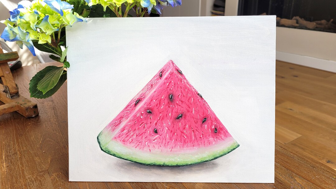 Original Watermelon Painting: Handmade Acrylic Artwork on Canvas ...