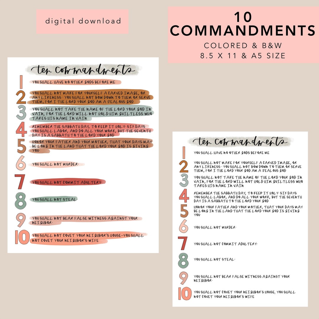 10 Commandments Printable; Digital Download - Etsy