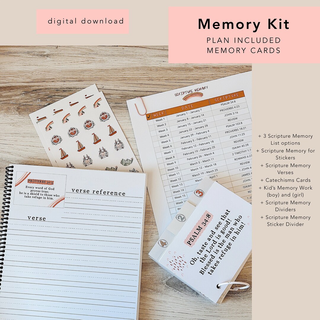 Scripture Memory Kit; Memory Verses; Memory Plan; Digital Stickers - Etsy