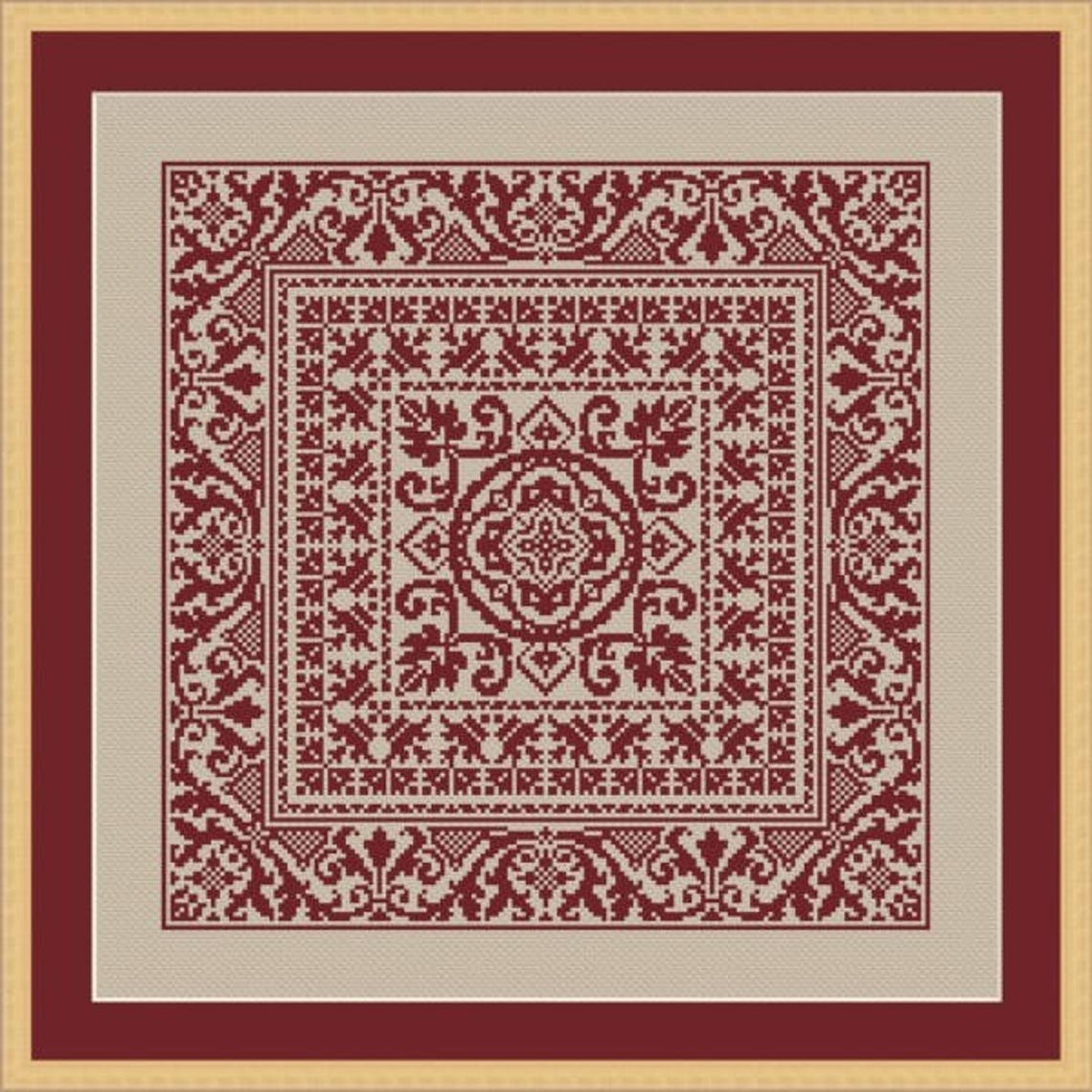 Cross-stitch pattern cushion big square medieval italian | Etsy