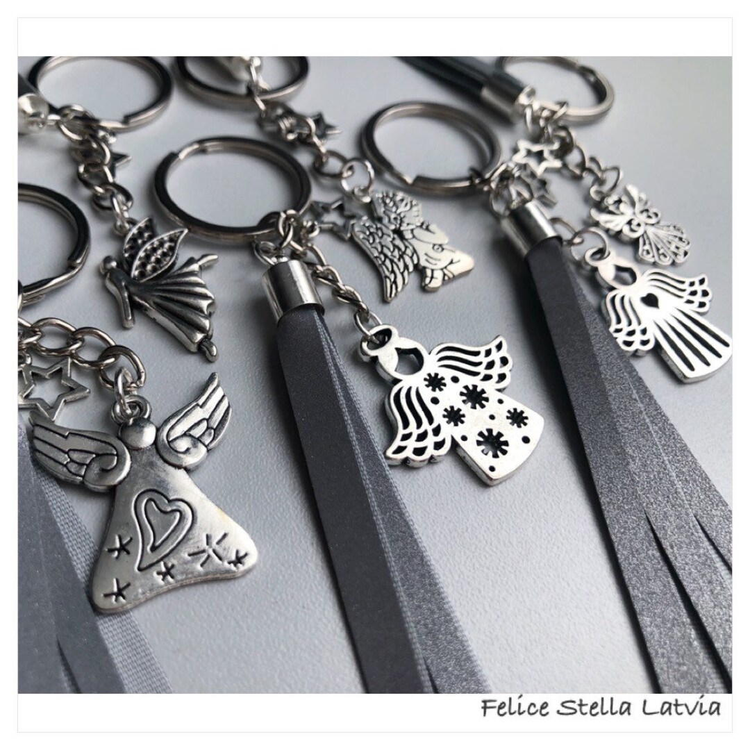 Reflective Pendant With Angel Charm Keychain Pendant With Reflective ...