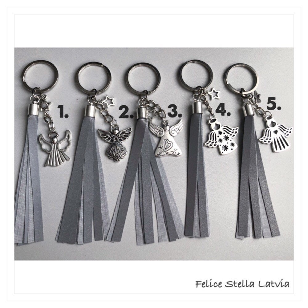 Reflective Pendant With Angel Charm Keychain Pendant With Reflective ...