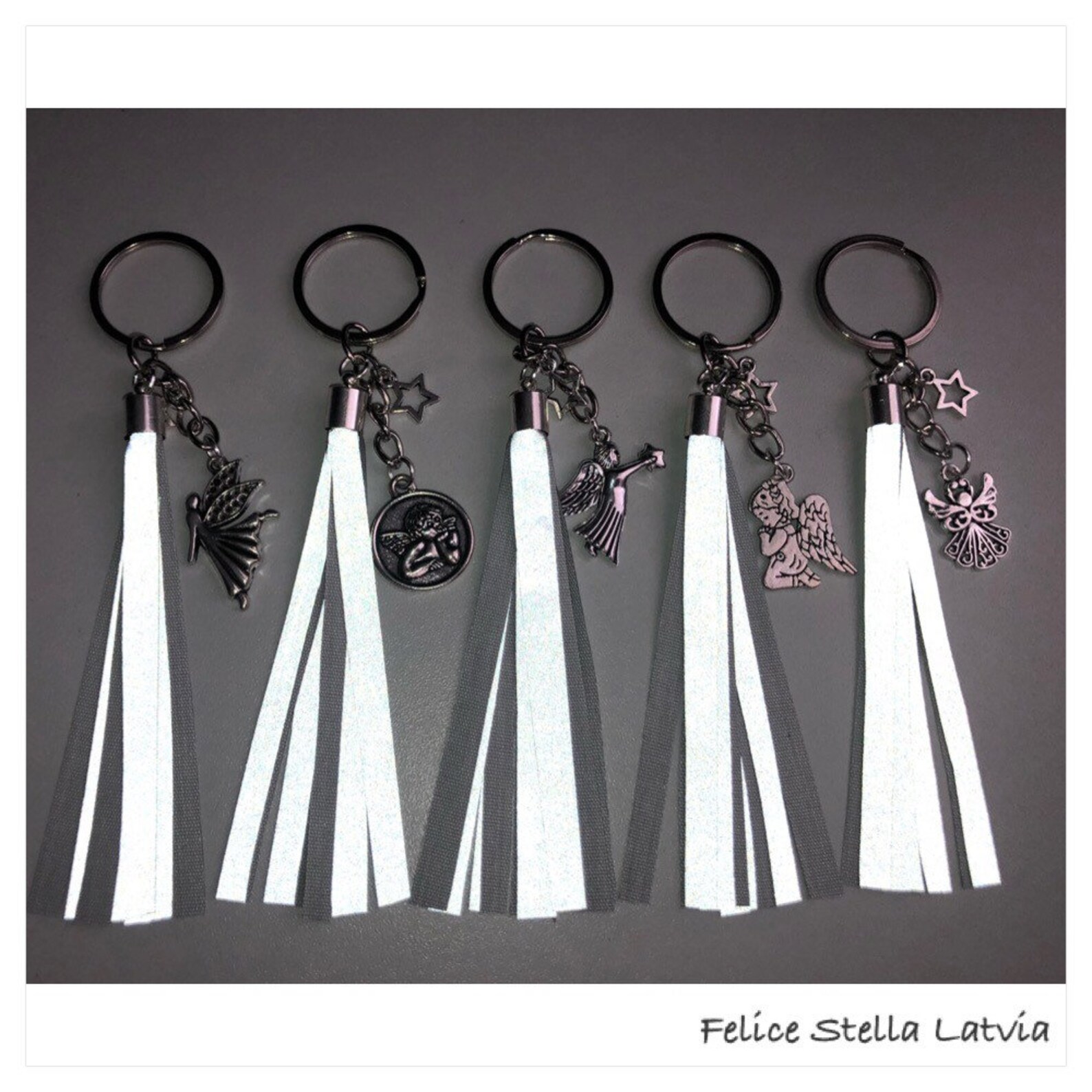 Reflective Pendant With Angel Charm Keychain Pendant With Reflective ...