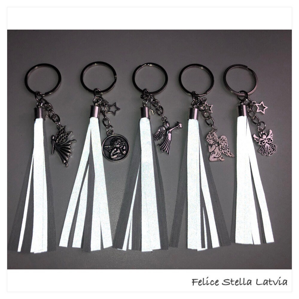 Reflective Pendant With Angel Charm Keychain Pendant With Reflective ...