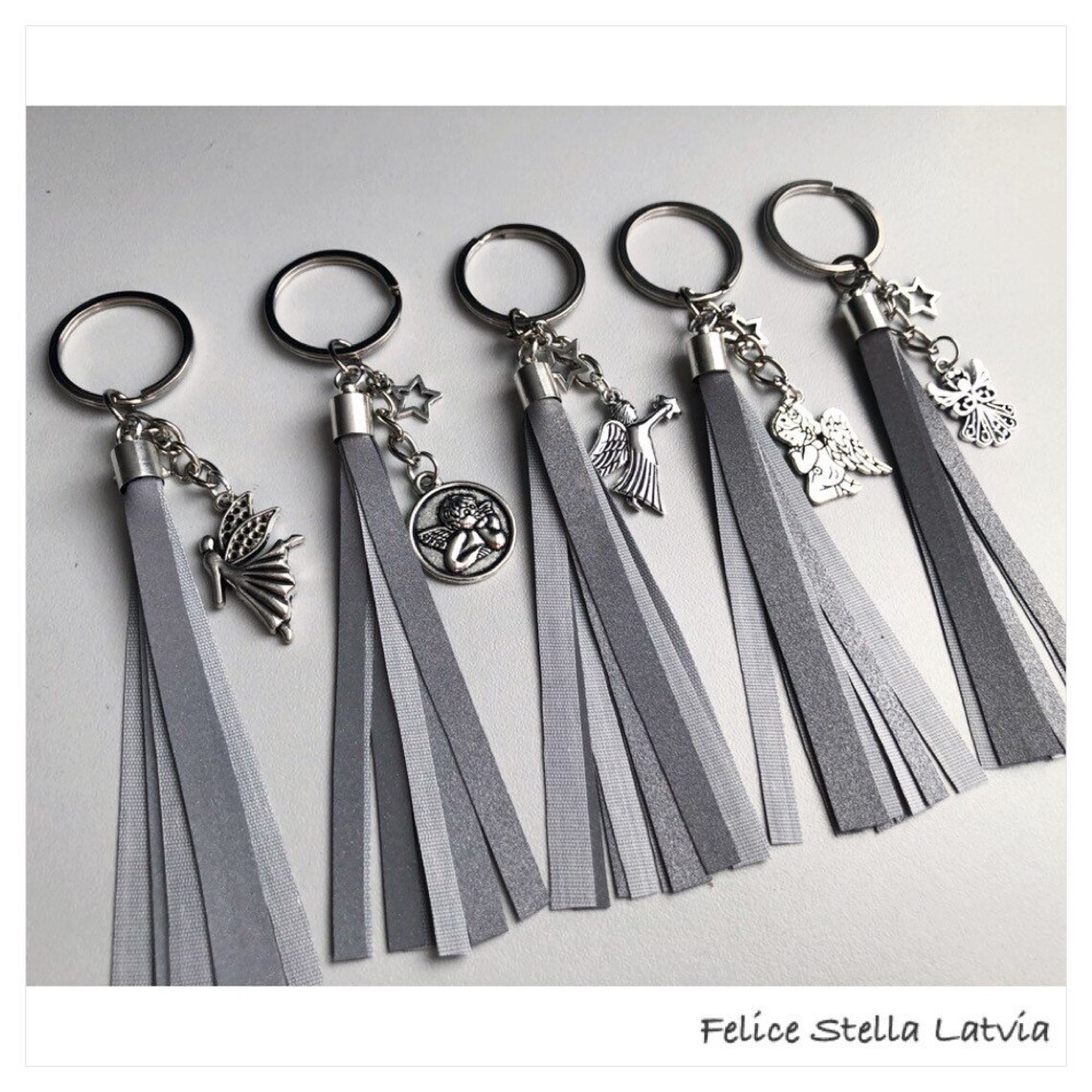 Reflective Pendant With Angel Charm Keychain Pendant With Reflective ...