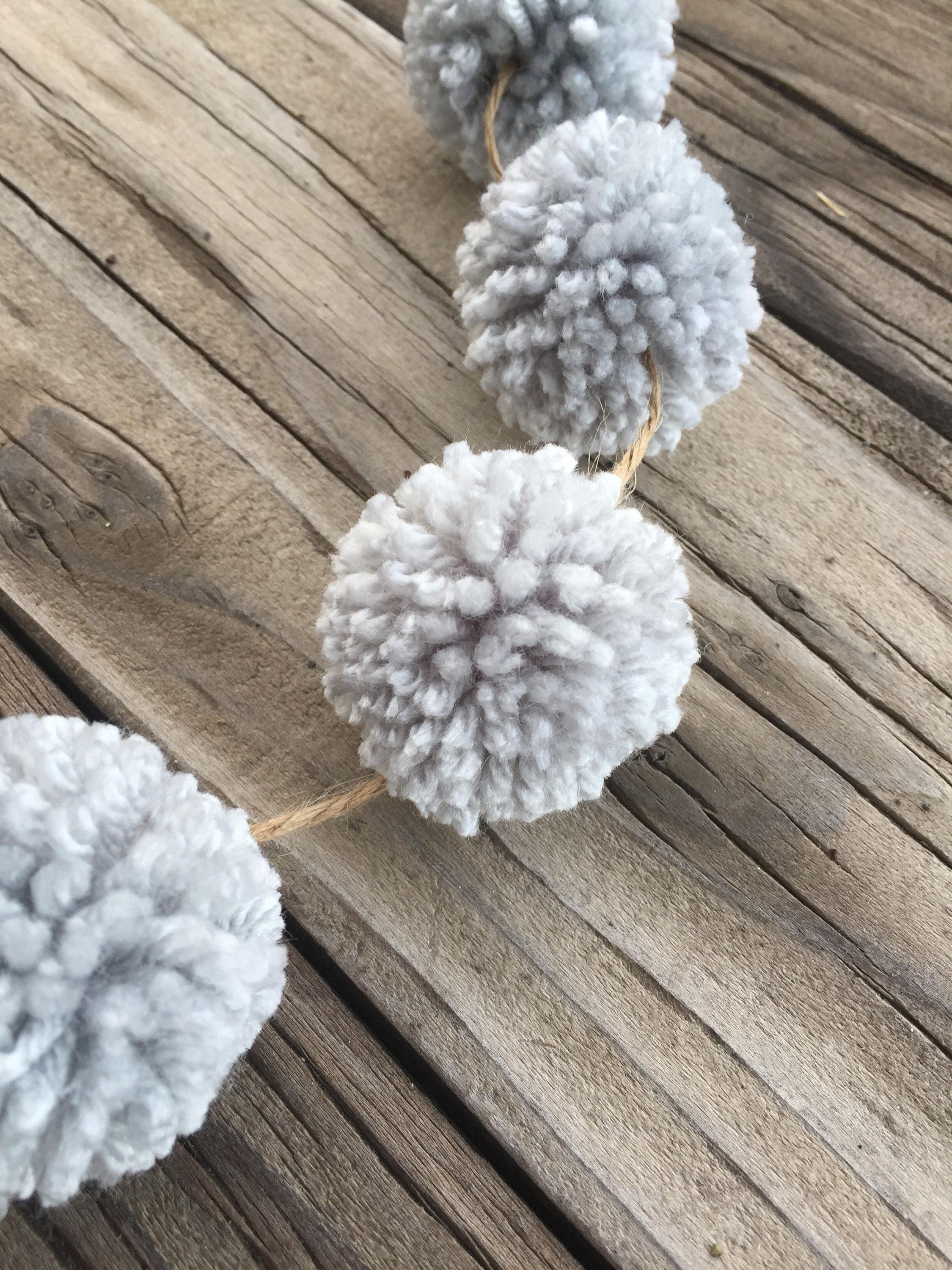 Mini Light Gray Pom Pom Garland Pom Poms Farmhouse Decor | Etsy