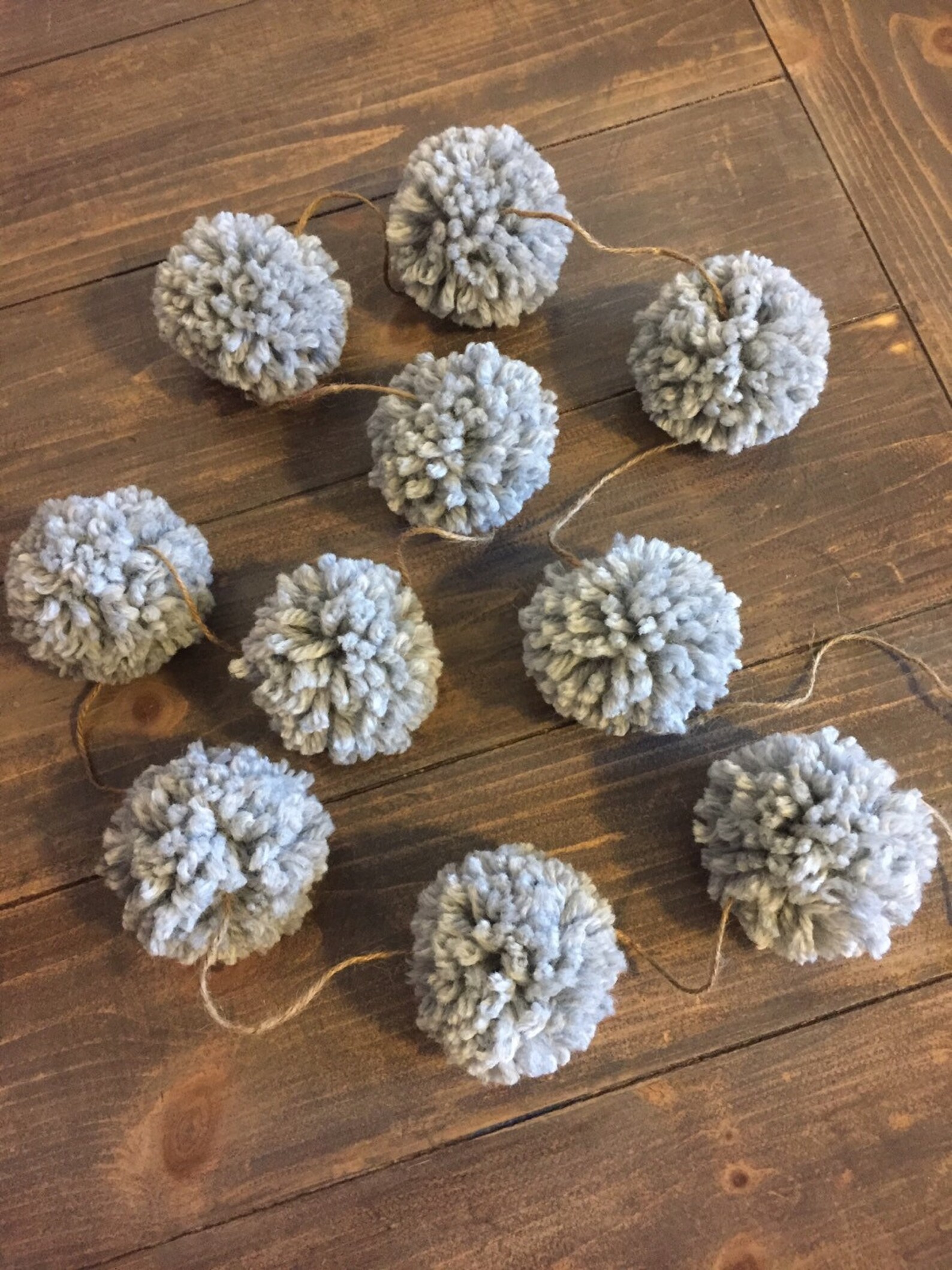 Gray Pom Pom Garland Pom Poms Chunky Yarn Birthday Garland | Etsy