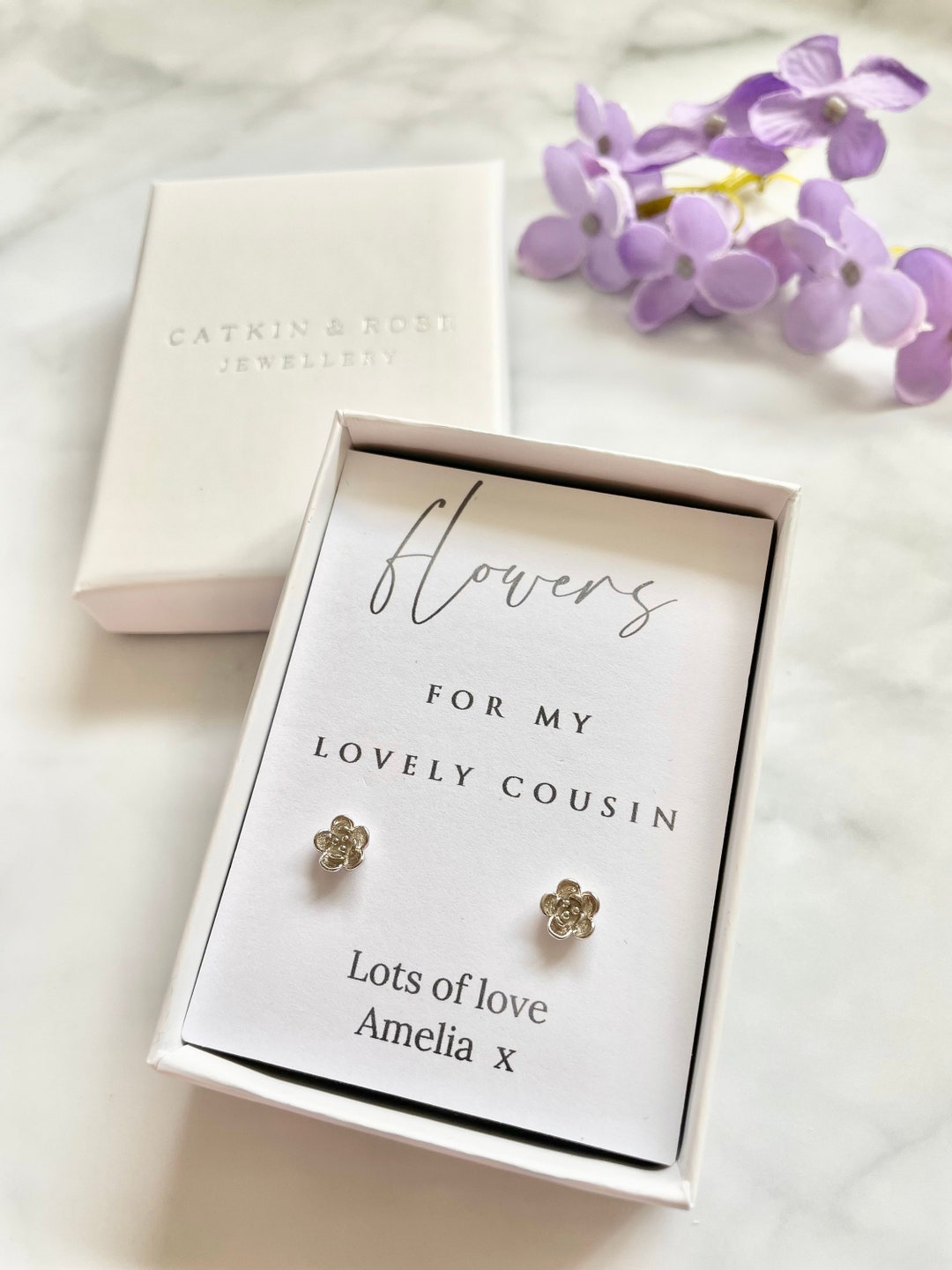 Heartfelt Meaningful Gift Cousin, Cousin Flower Stud Earrings, Cousin ...