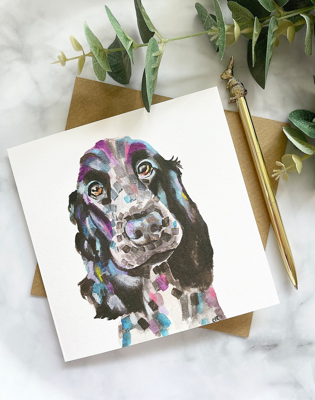 Black Cocker Spaniel Greetings Card, Blank Card for Cocker Spaniel ...