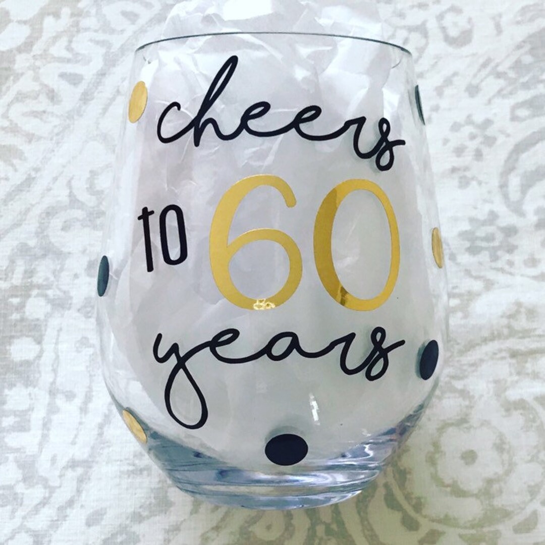 60 Wine Glass, 60th Birthday, 60 Birthday Gift, Birthday Wine Glass ...