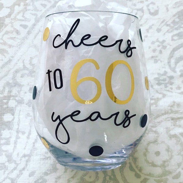 60th Birthday Wine Glass - Etsy