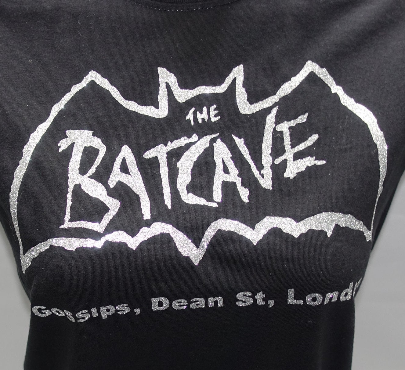 The Batcave Club Soho, T Shirt With Dazzling Silver Glitter Flakes ...