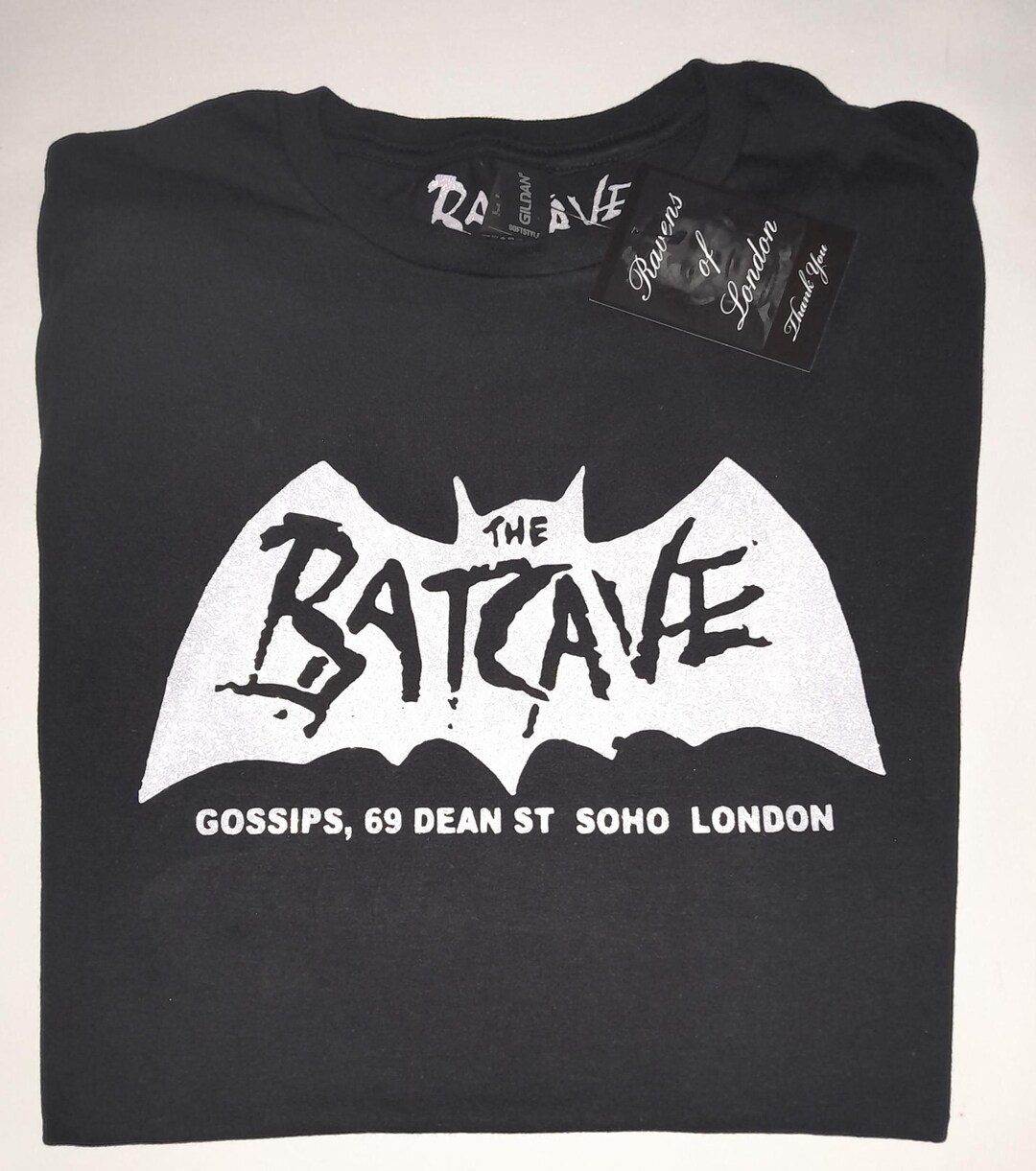 The Batcave Club Soho, T Shirt With Dazzling White Glitter Flakes ...