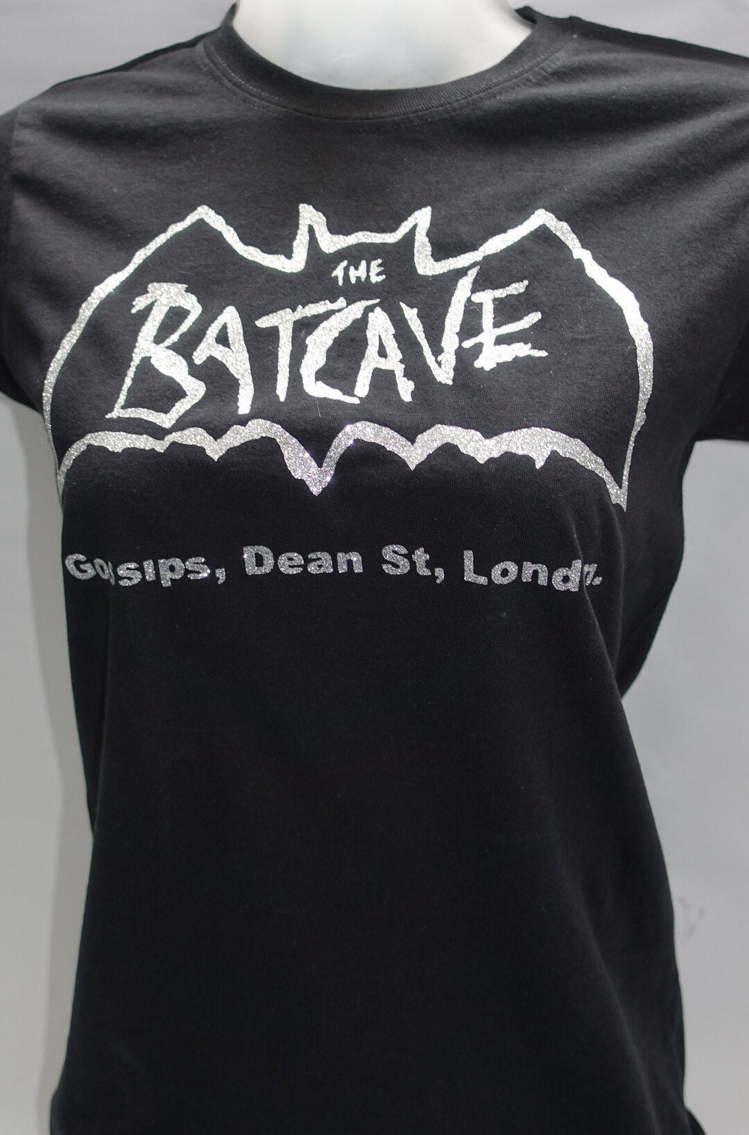 The Batcave Club Soho, T Shirt With Dazzling Silver Glitter Flakes ...