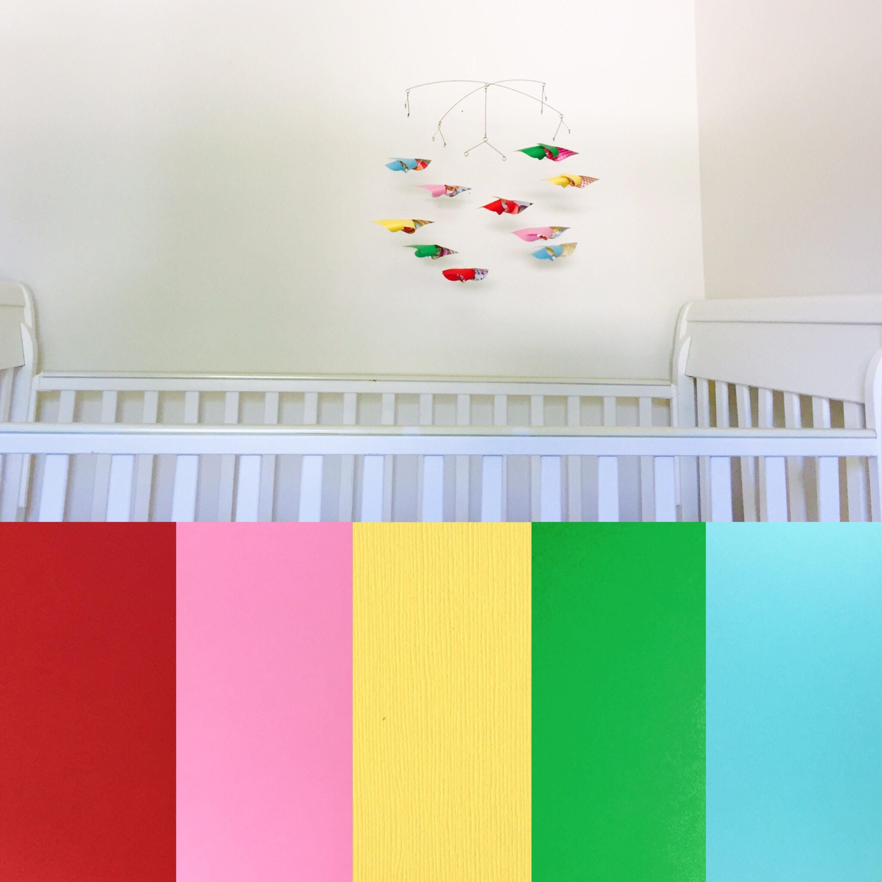 Colorful Crib Mobile / Yellow Aqua Red Pink & Green Ceiling - Etsy