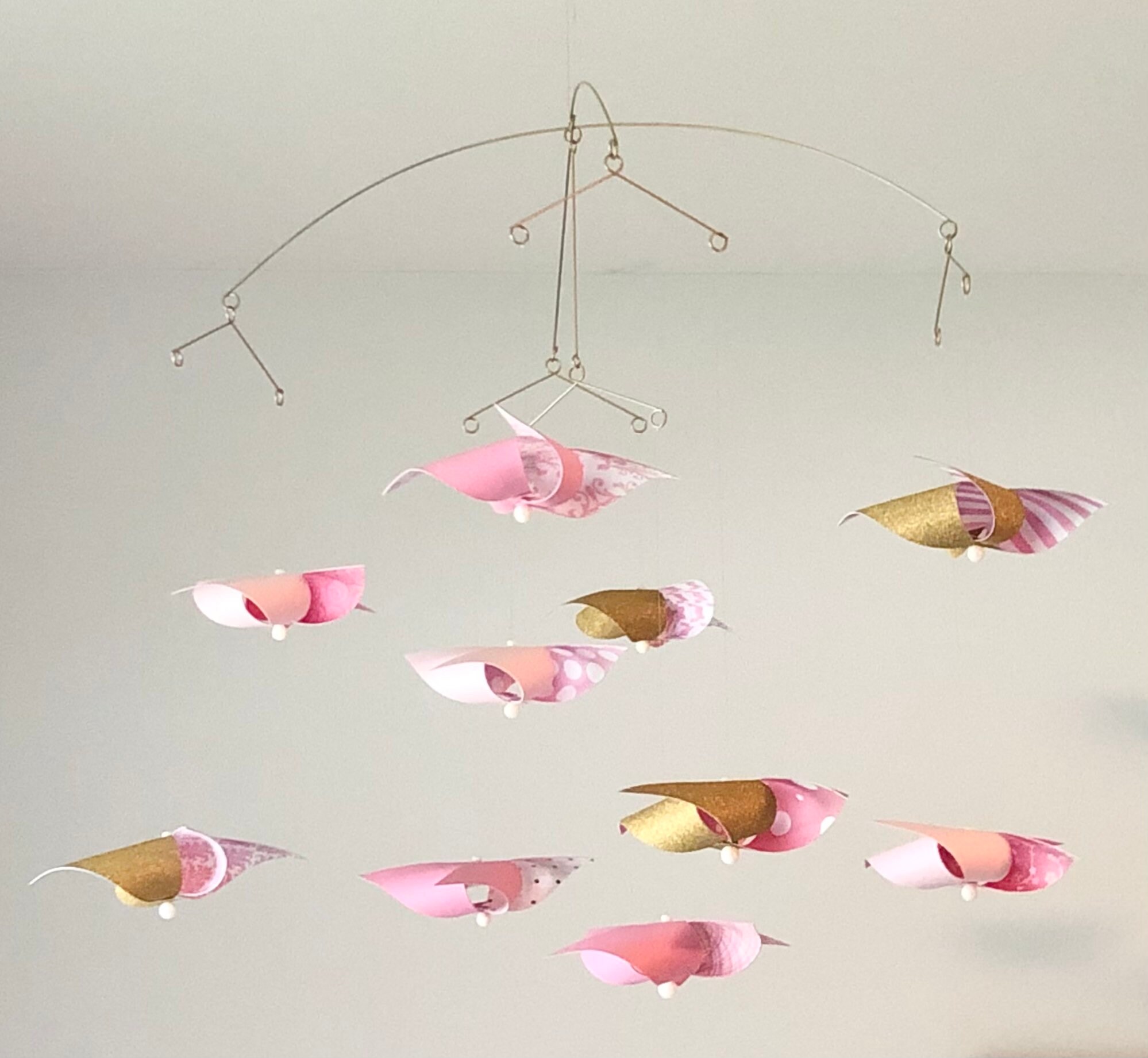 Gold Baby Mobile / Gold & Pink Nursery Decor / Pinwheel Baby Crib ...
