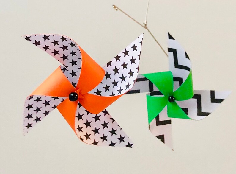 Rainbow Pinwheel Mobile / Red, Orange, Yellow, Green, Blue, Black ...