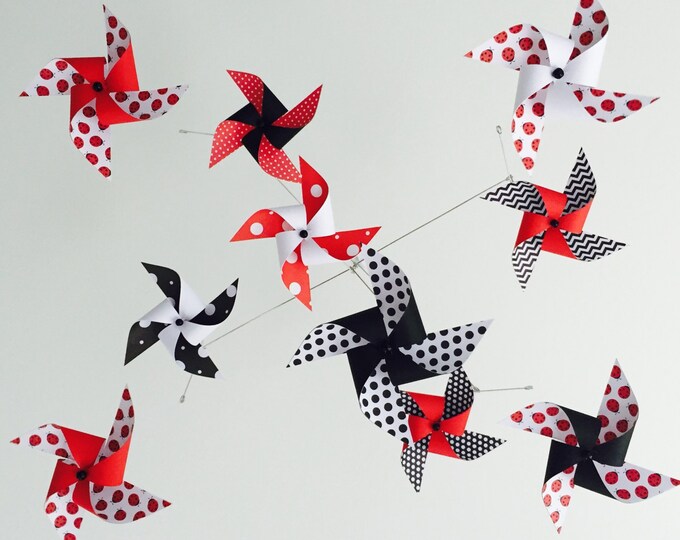 Ladybug Baby Mobile / Red, White & Black Pinwheel Baby Crib Mobile ...