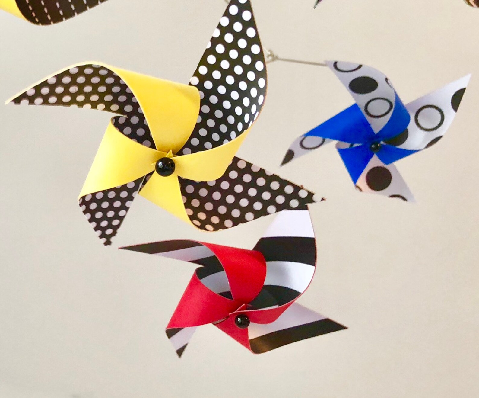 Rainbow Pinwheel Mobile / Red, Orange, Yellow, Green, Blue, Black ...