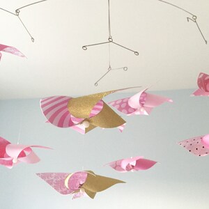 Gold Baby Mobile / Gold & Pink Nursery Decor / Pinwheel Baby Crib ...