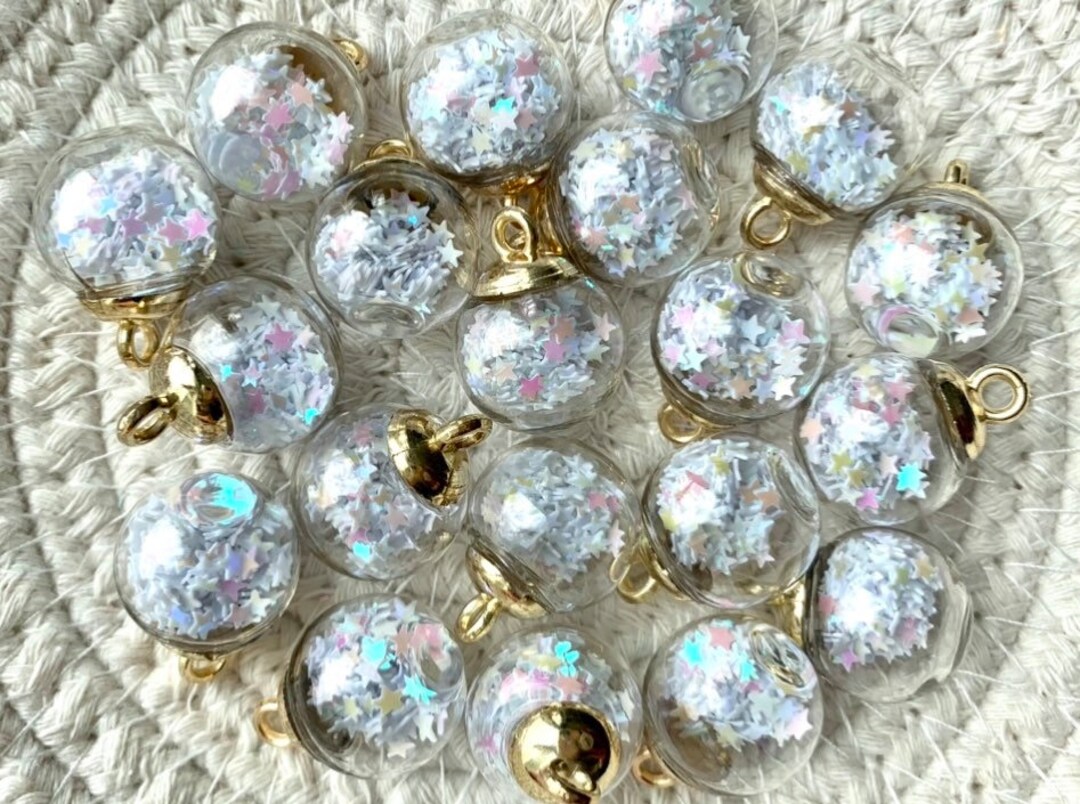 10 Glass Ball Charms Crystal Ball Pendants Glass Globe Charms for DIY ...
