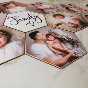 Hexagon Photo Frame, Wooden Hexagonal Photo Frame, Personalized Photo ...