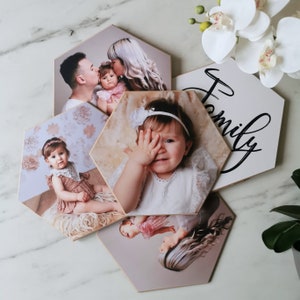 Hexagon Photo Frame, Wooden Hexagonal Photo Frame, Personalized Photo ...