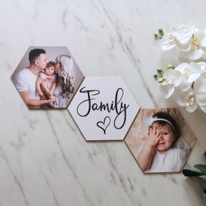 Hexagon Photo Frame, Wooden Hexagonal Photo Frame, Personalized Photo ...