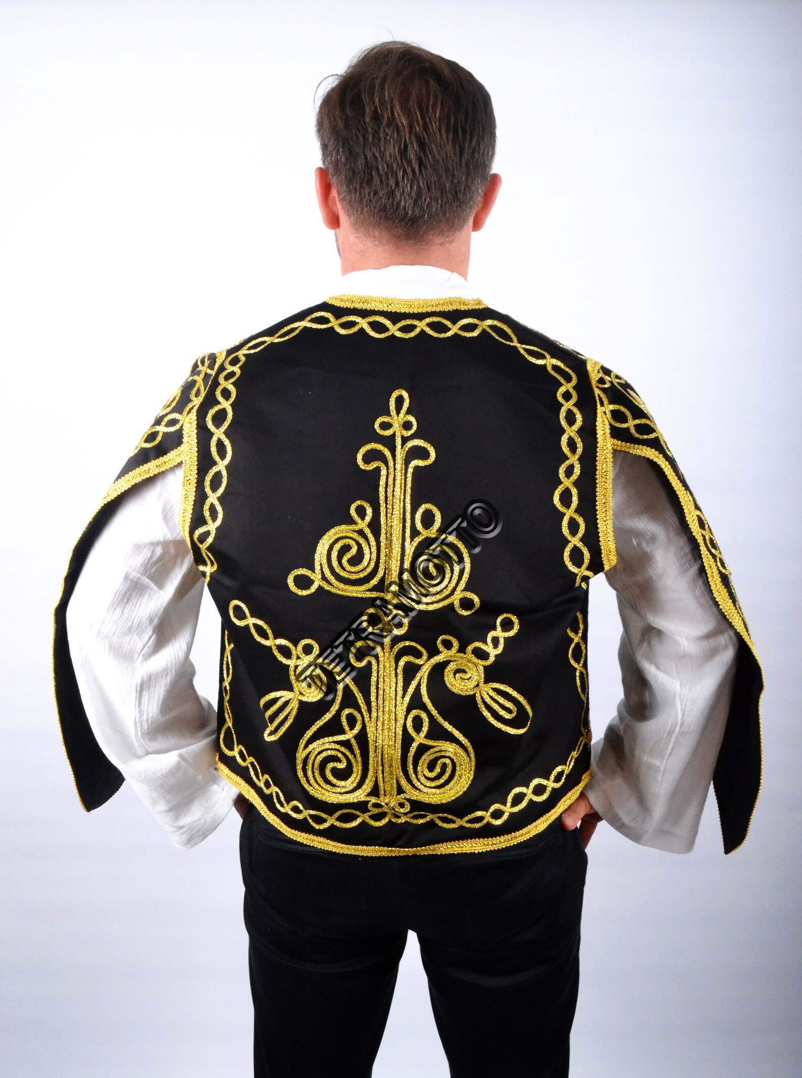 BLACK Embroidered Ottoman VEST Turkish Vest Costume | Etsy