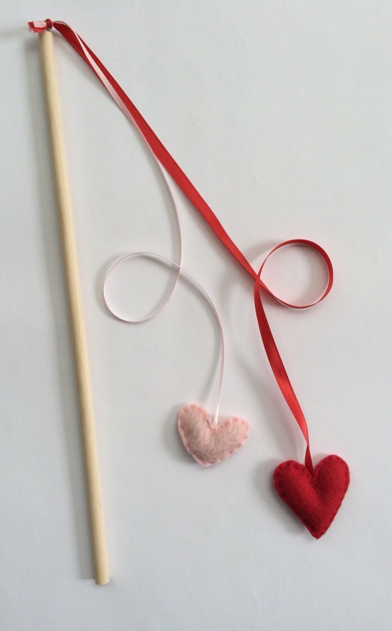 Handmade Wand Heart Set Catnip Cat Toy Stick Toy With String | Etsy