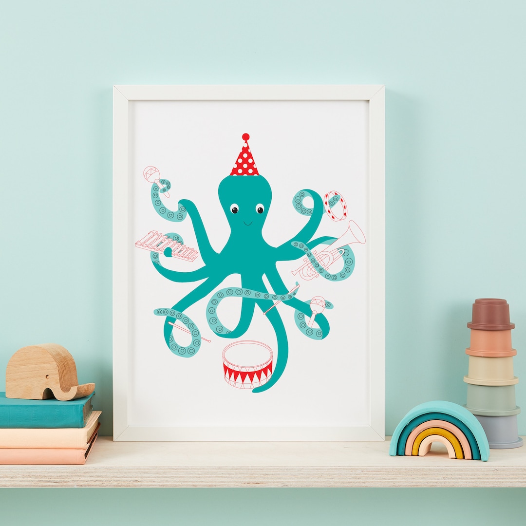 Musical Octopus- Instruments- Children Wall Art - Childrens Print ...