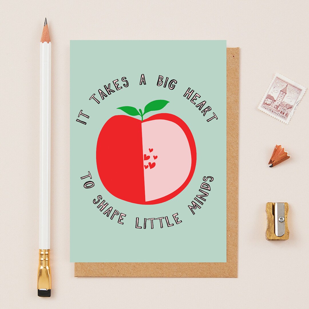 It Takes A Big Heart Teacher Card - Thank You Teacher - Card for ...