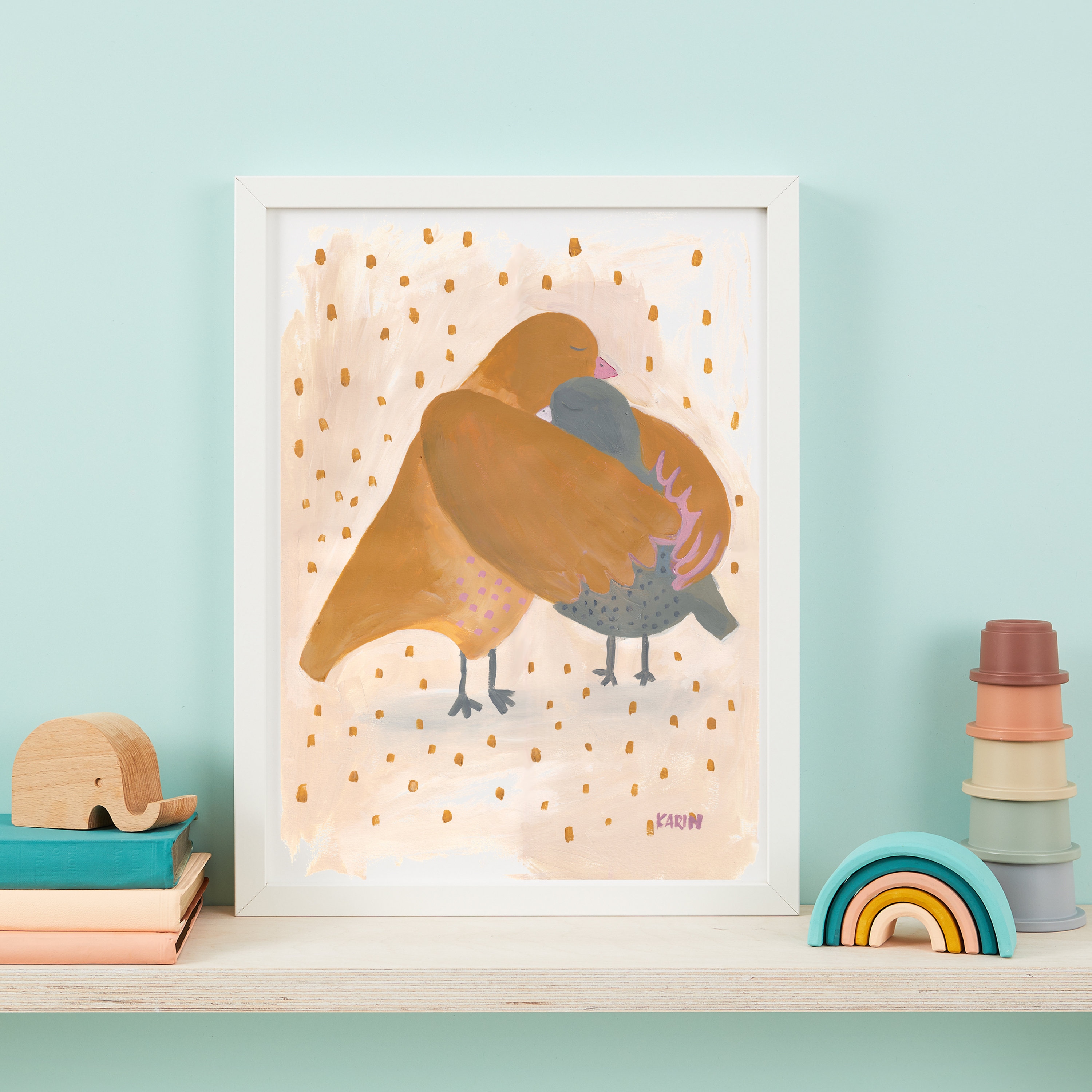Bird Hug Large Art Print - Etsy UK