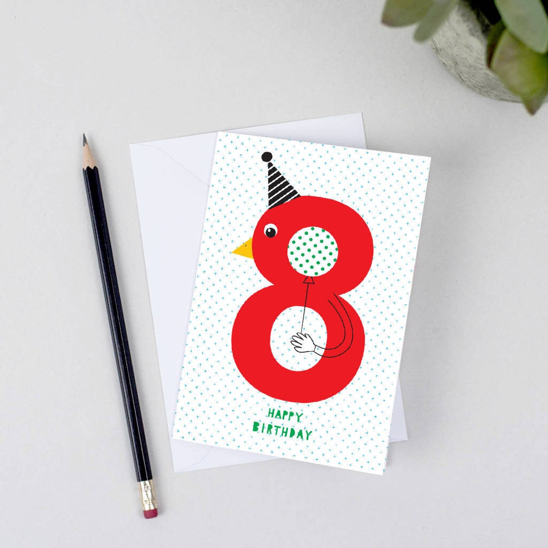 Birthday Number Cards 8 Years Old - Happy Birthday - 8th Birthday ...