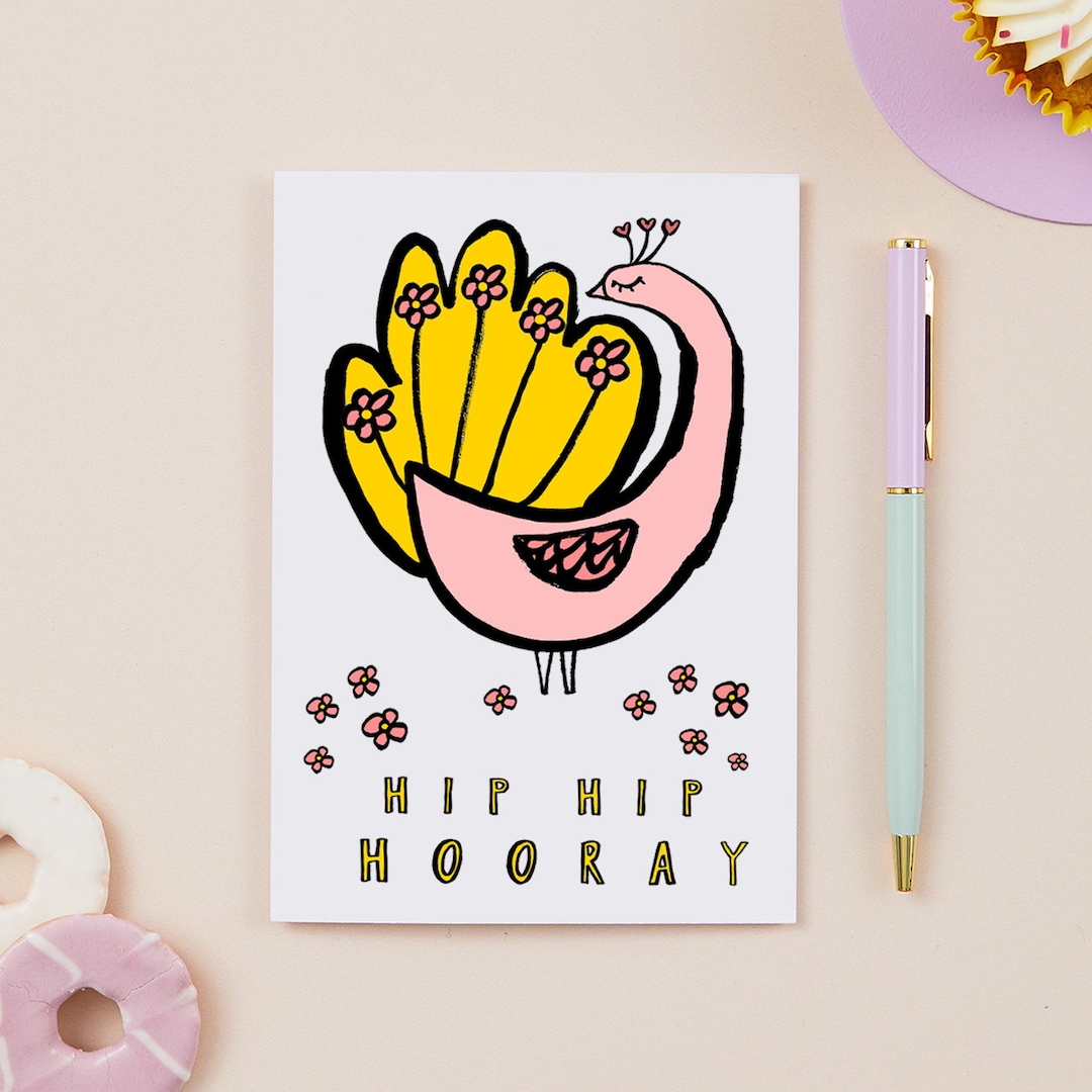 Hip Hip Hooray Peacock Card - Etsy