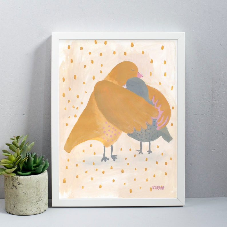 Bird Hug Large Art Print - Etsy UK
