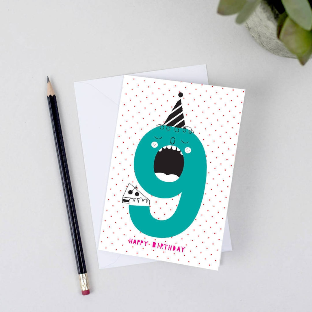 Birthday Number Cards 9 Years Old - Happy Birthday - 9th Birthday ...
