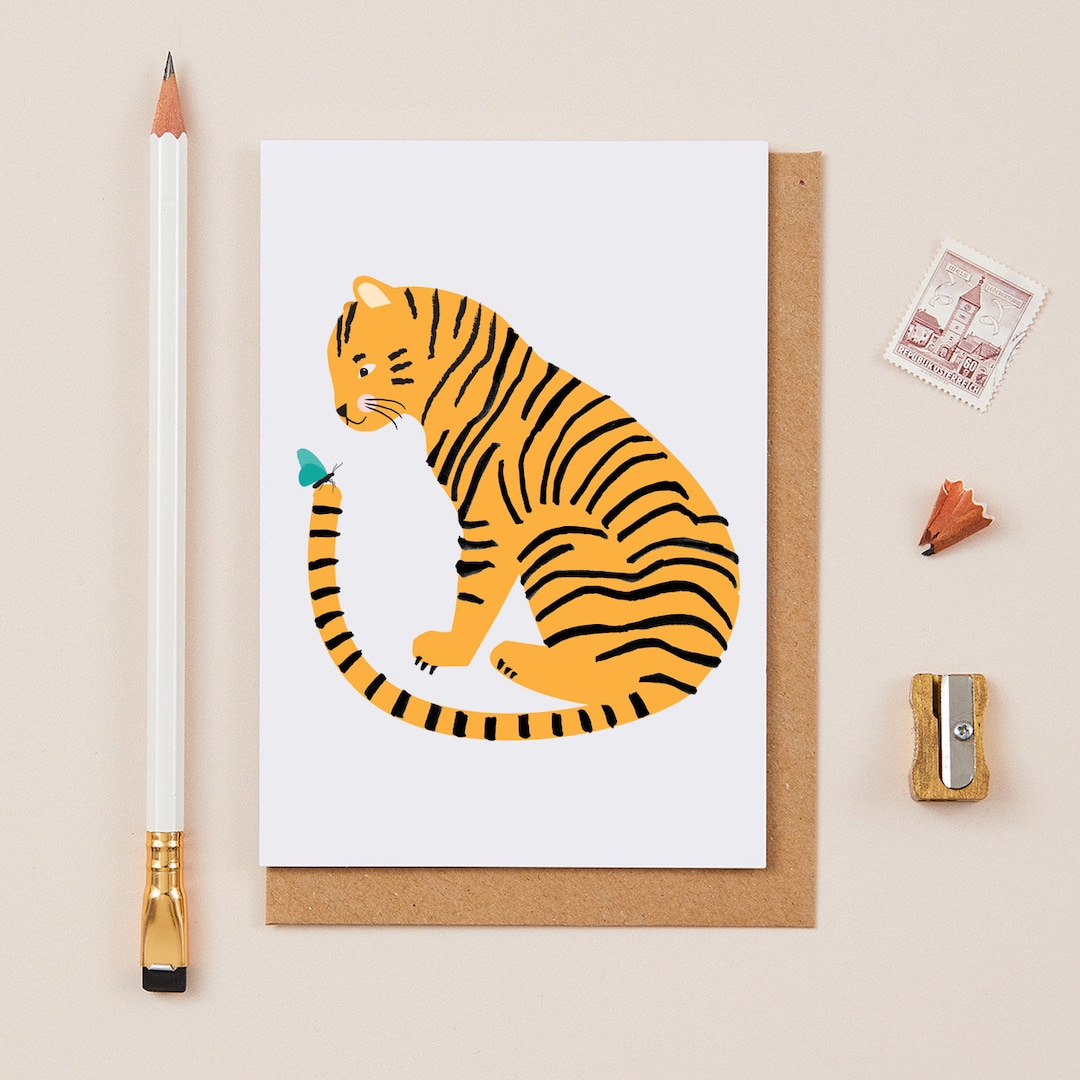 Tiger Friend Card - Greeting Card- Stationary - Wildlife ...