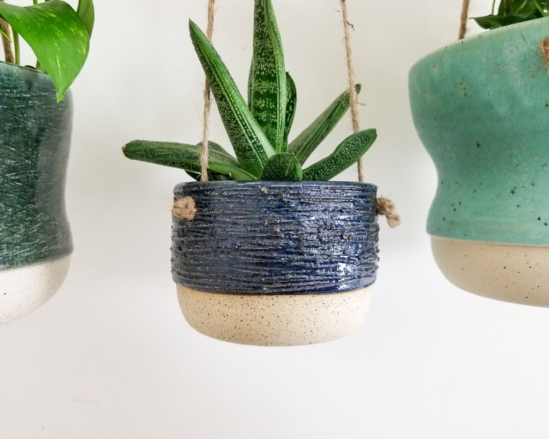 Home Décor SMALL HANGING PLANTER rustic ceramic hanging planter ready ...
