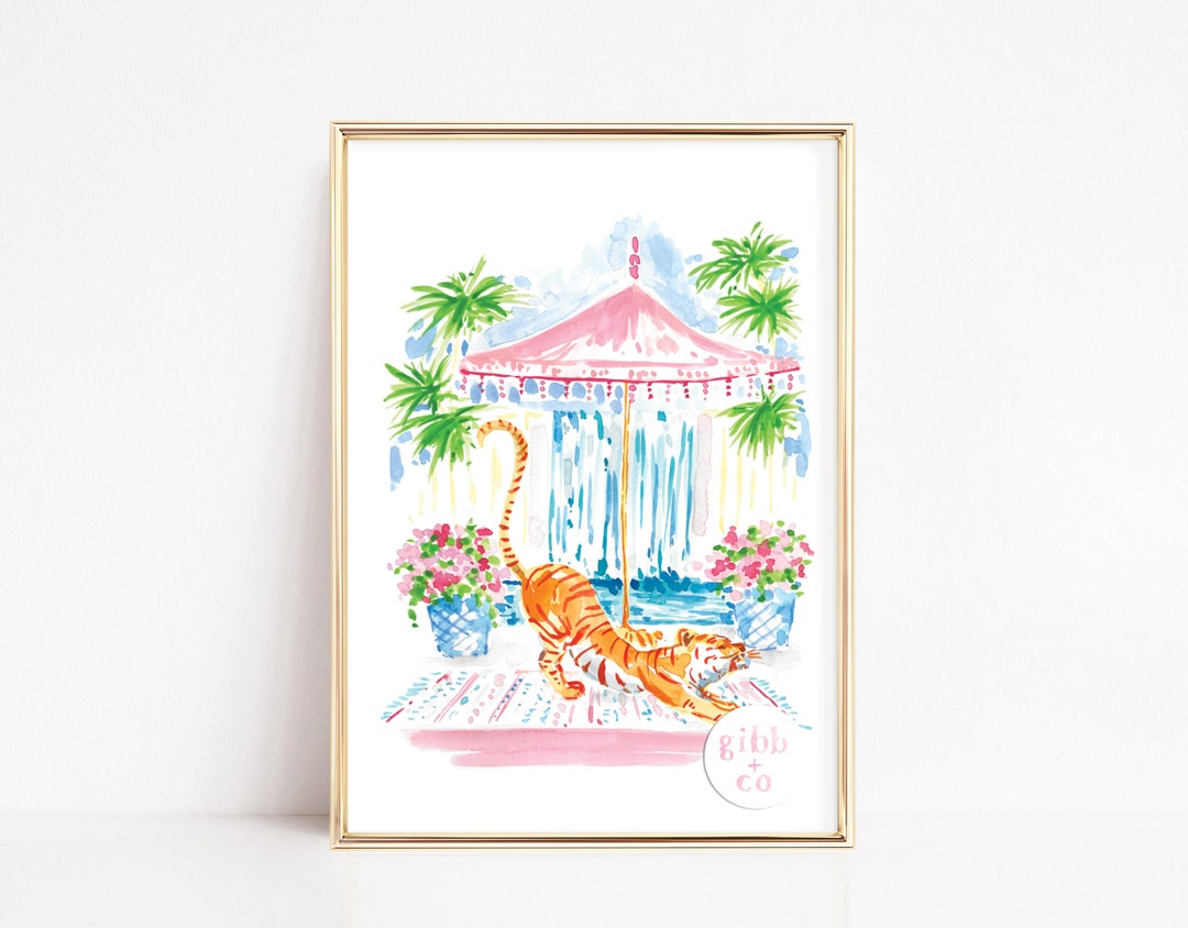 Tiger Art Print, Yoga Tiger, Exotic Animal Art Print, Whimsical Art ...