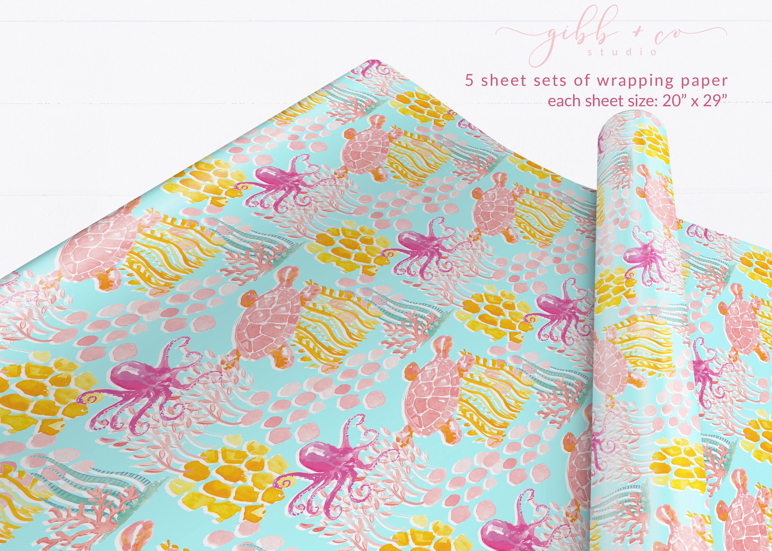 Under the Sea Wrapping Paper, Baby Shower, Tropical, Birthday, Nursery ...