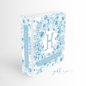 Custom Blue Floral Monogram Chinoiserie Binder, Personalized Binder ...