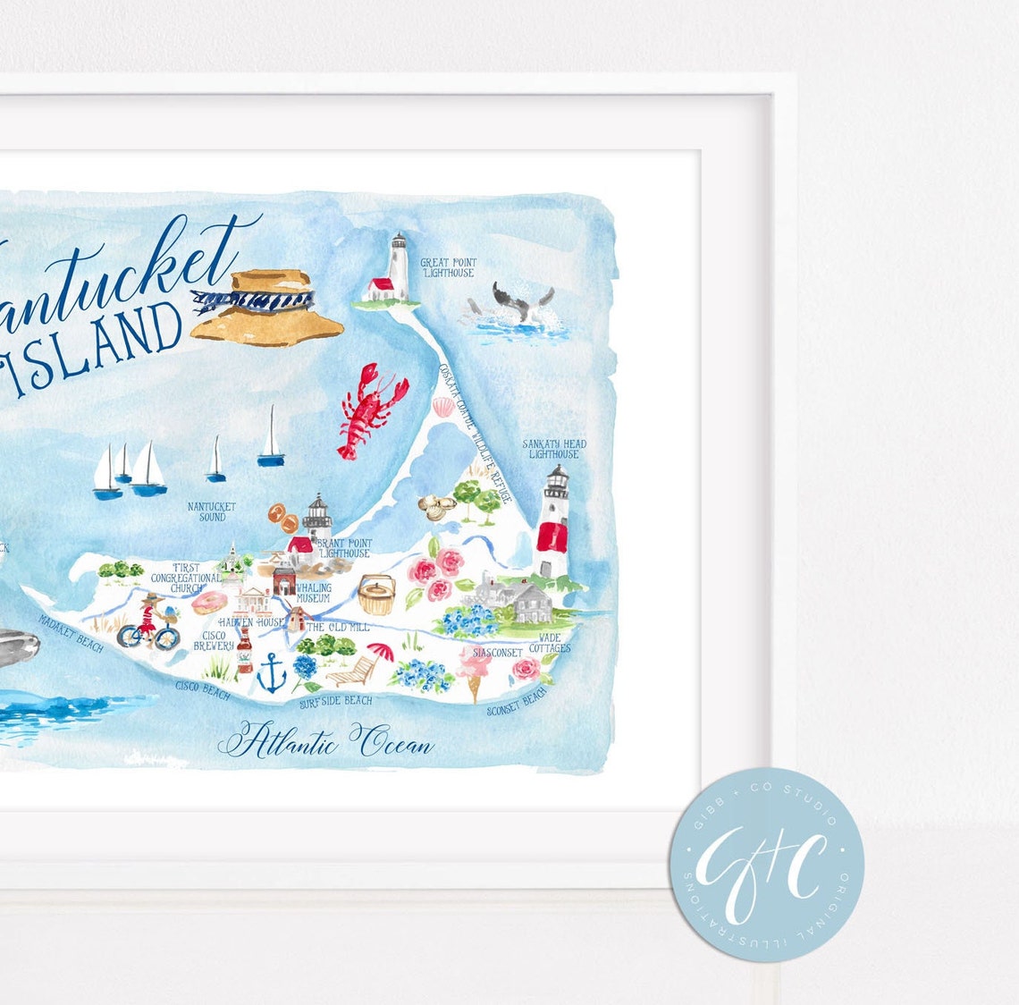 Nantucket Island Illustrated Map Map of Nantucket Watercolor - Etsy Nantucket Island Illustrated Map Map of Nantucket Watercolor - Etsy
