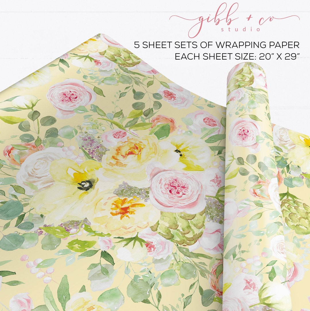 Floral Wrapping Paper, Wedding, Birthday, Roses, Shower Wrapping Paper ...