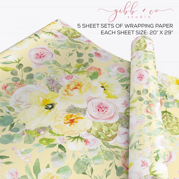 Floral Wrapping Paper Wedding Birthday Roses Shower - Etsy