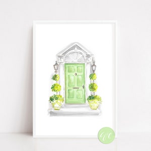 Green Door, Charleston, Topiary, Garden Theme, Art Print, Watercolor ...