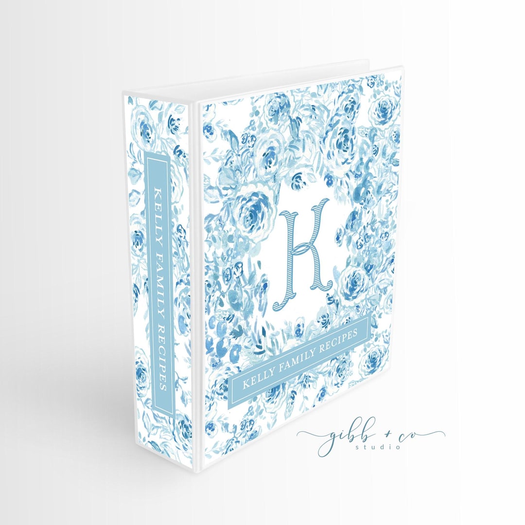 Custom Blue Floral Monogram Chinoiserie Binder, Personalized Binder ...