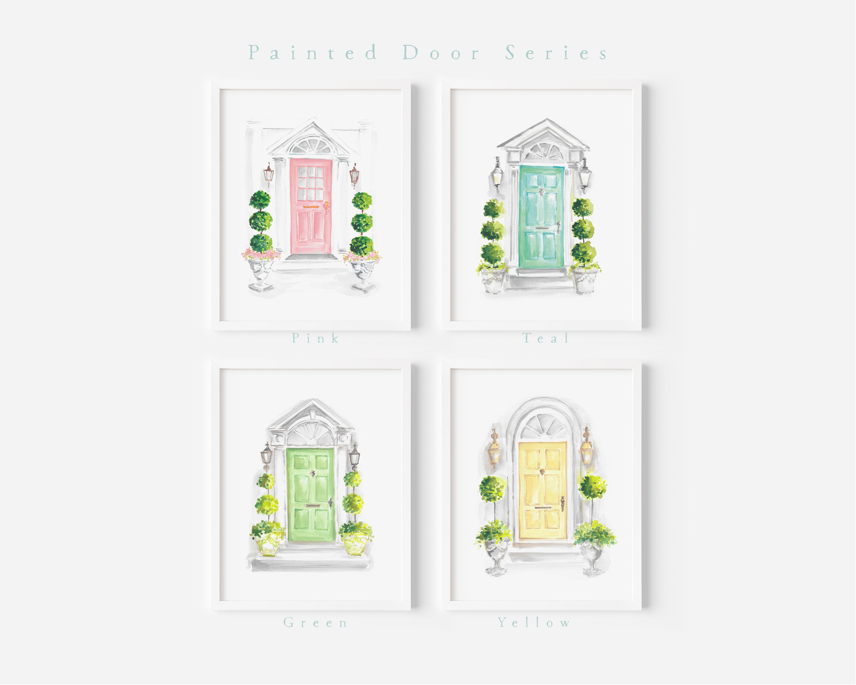 Green Door, Charleston, Topiary, Garden Theme, Art Print, Watercolor ...