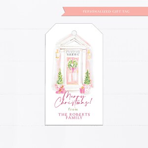 Pink Christmas Charleston Door Wrapping Paper, Pink, Green, Decorative ...